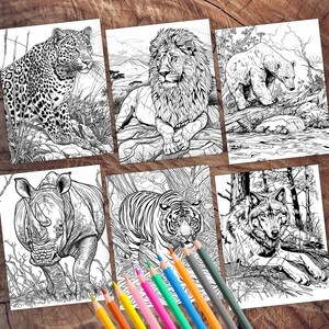 50 Wild Animals Coloring Pages | Safari Jungle Coloring Page | Adult ...