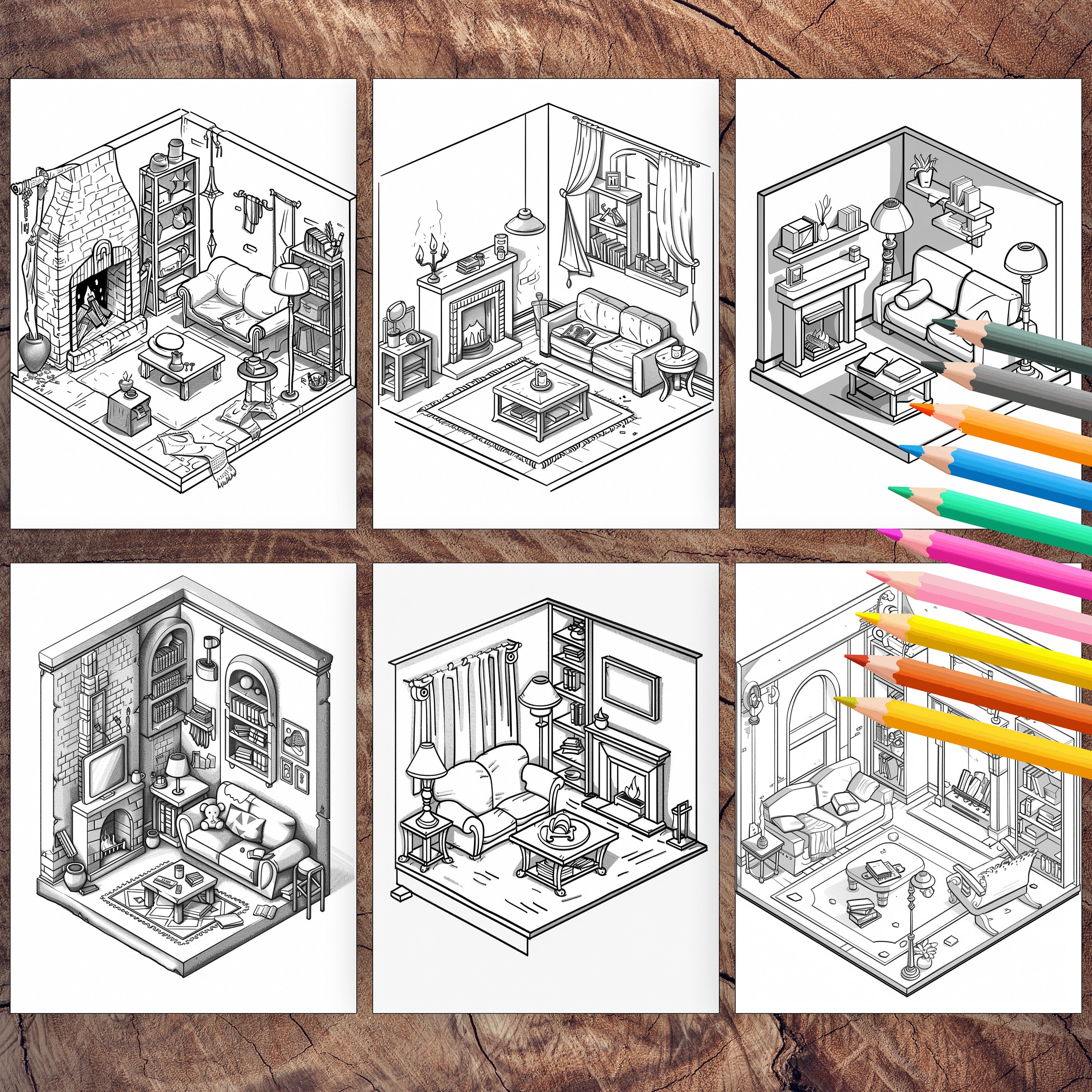 50 Pocket Room Coloring Book | Aesthetic Adult Coloring Page ...