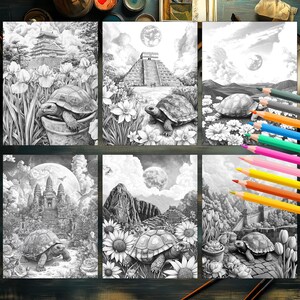 50 Tortoise Coloring Pages | Floral Coloring Pages | Turtle Coloring ...