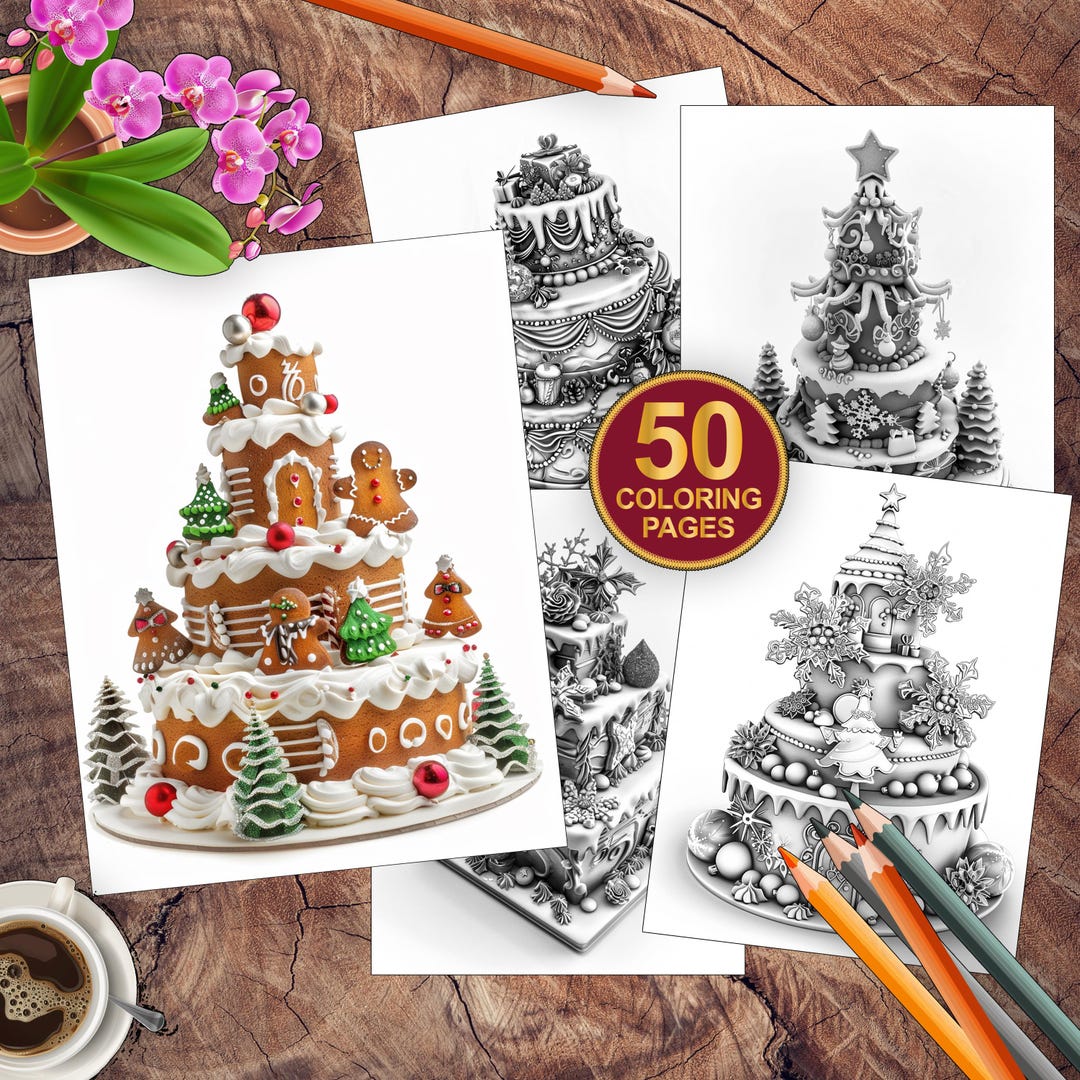 50 Christmas Cake Coloring Pages | Cake Decorating | Christmas Seamless ...