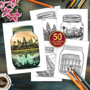 50 Magic Jars Coloring Pages for Adults | Printable Landscape Coloring ...