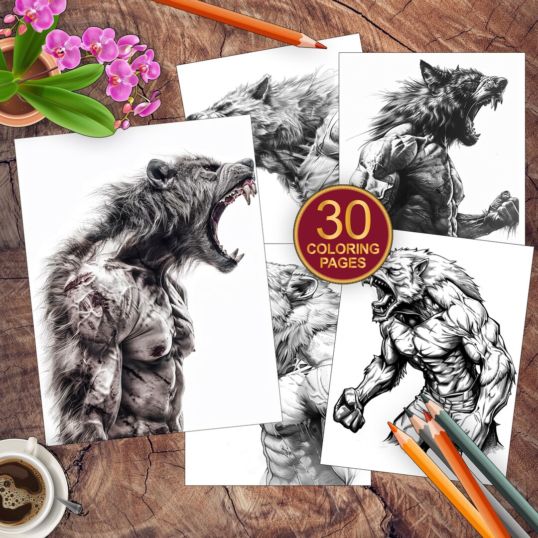 30 Werewolf Adult Coloring Pages | Halloween Coloring Pages | Werewolf ...
