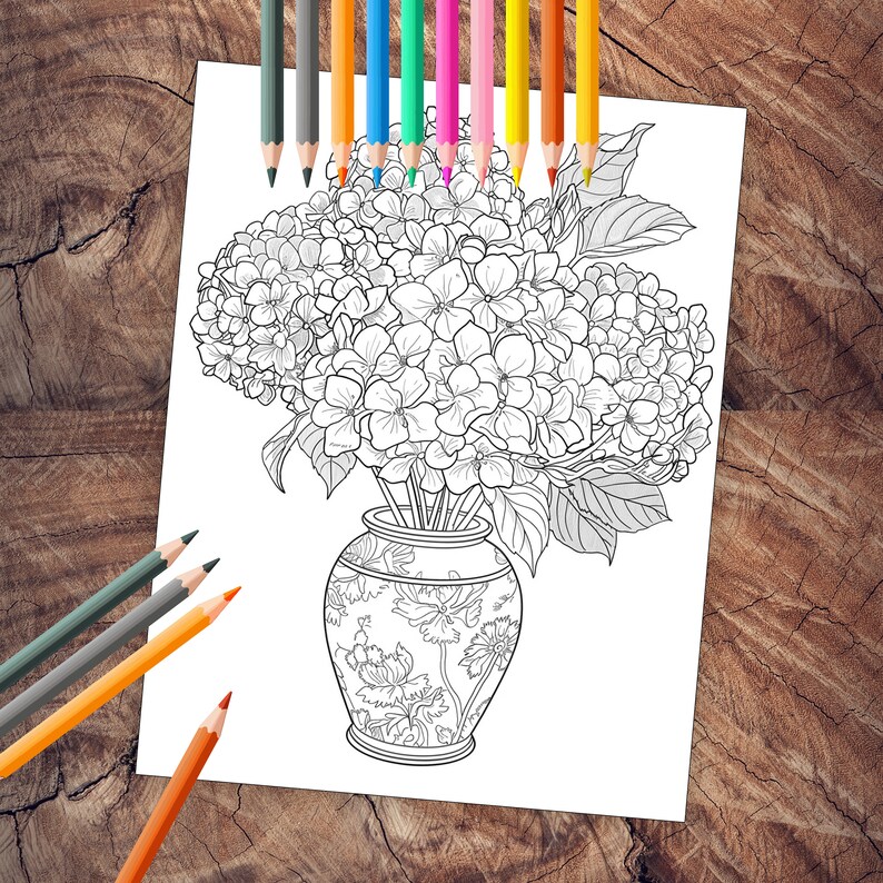 50 Easy Flower Vases Coloring Pages Flower Birthday Activity Coloring ...