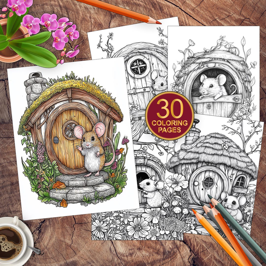 30 Mouse Coloring Book | Mice Coloring Pages | Adults and Kids Coloring ...
