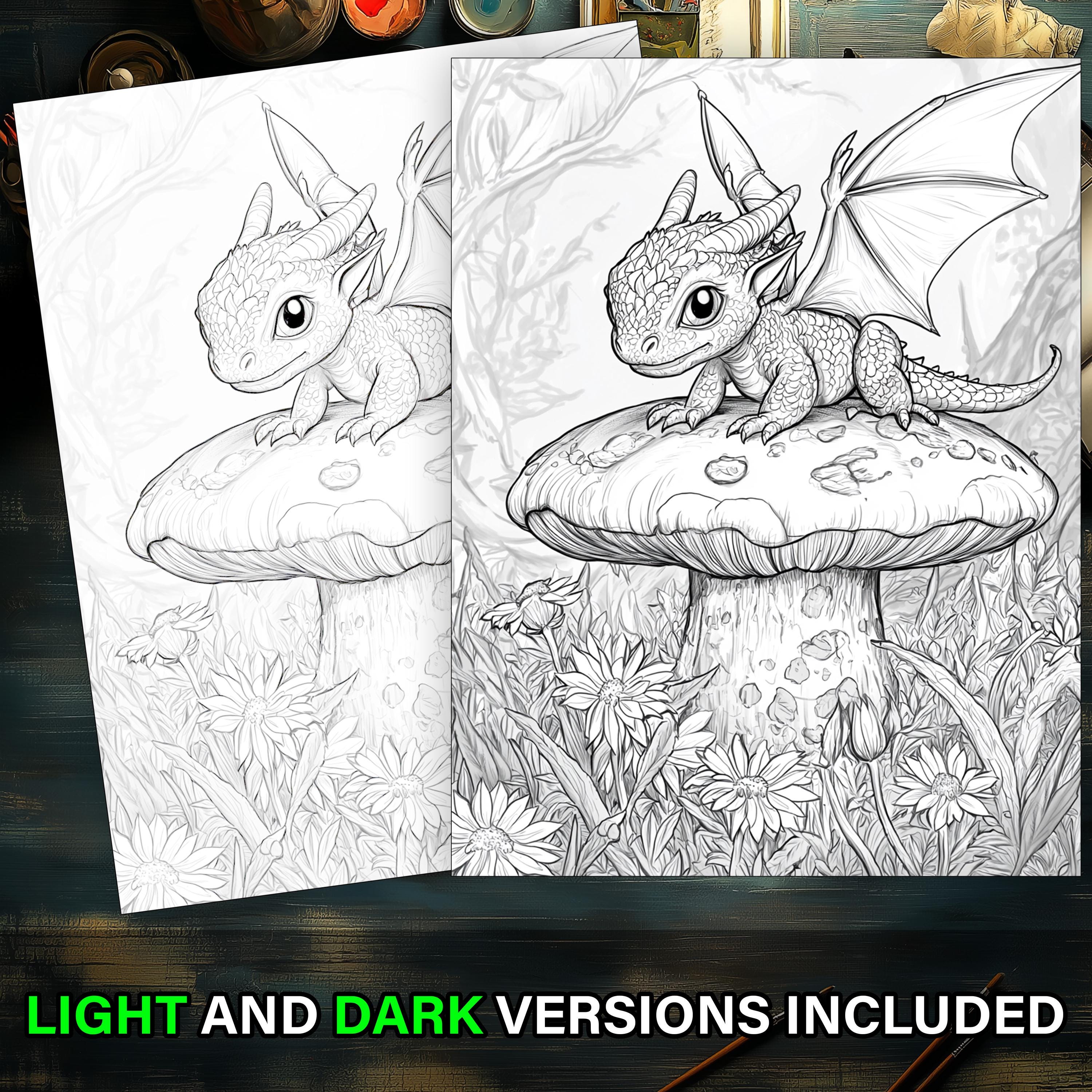 50 Baby Dragon Coloring Pages | Spring Flowers Coloring Book | Fantasy ...