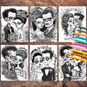 50 Halloween Wedding Coloring Pages Instant Download Fall Coloring Page ...
