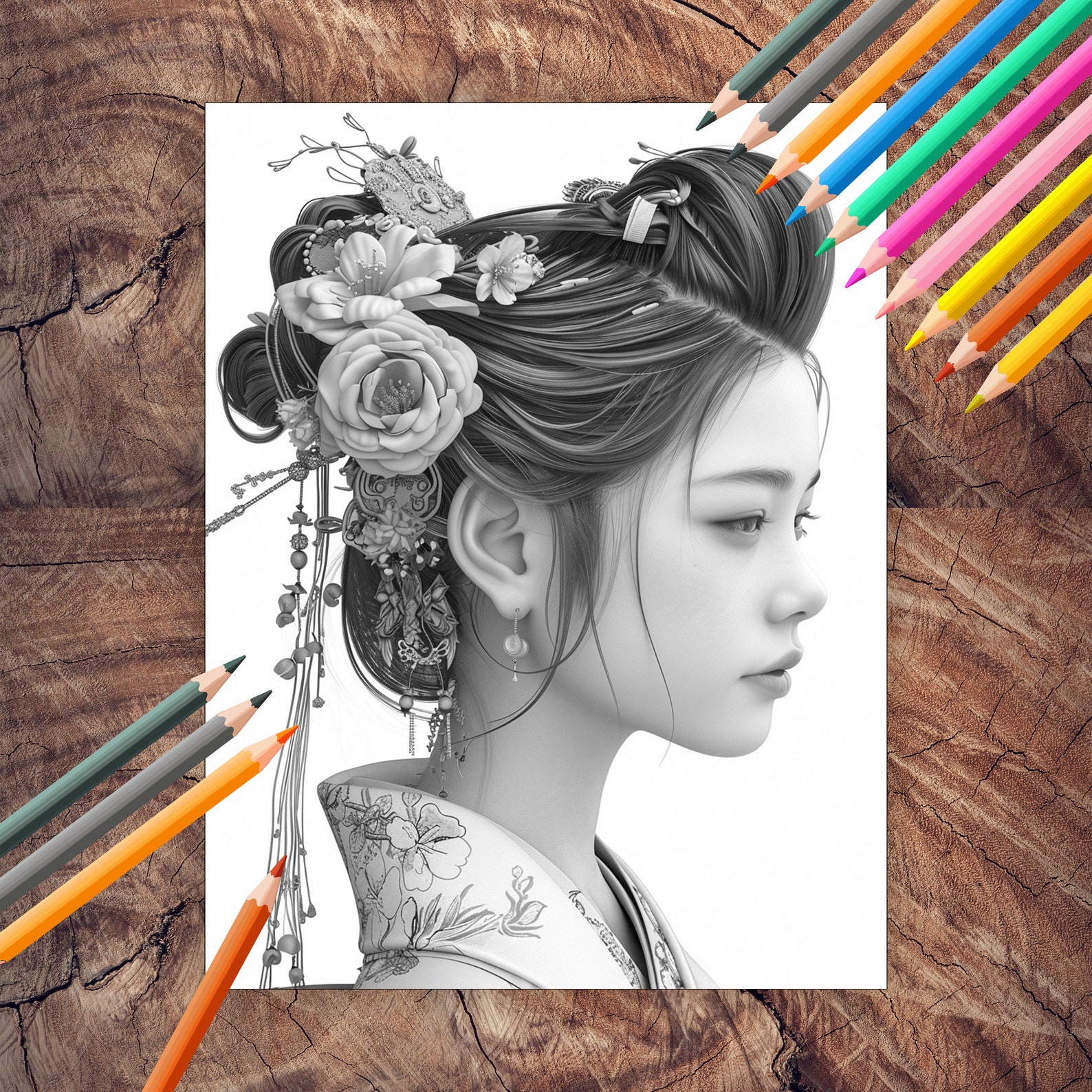 50 Japanese Princess Coloring Pages Samurai Coloring Book Japanese ...