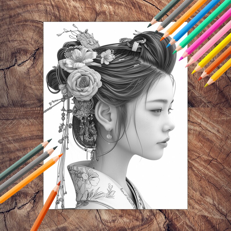 50 Japanese Princess Coloring Pages Samurai Coloring Book Japanese ...