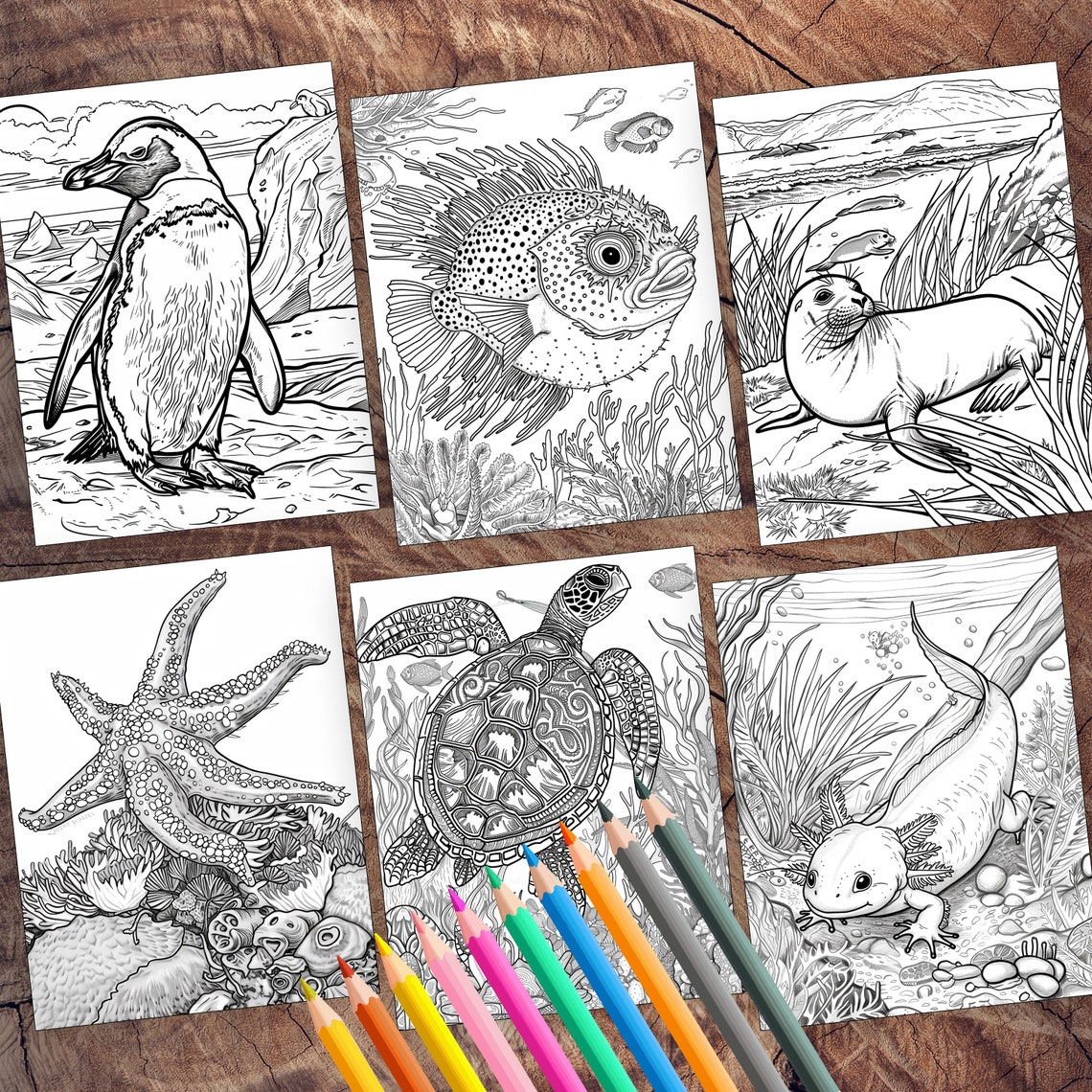 50 Sea Animals Coloring Pages | Ocean Animal Coloring Pages | Instant ...