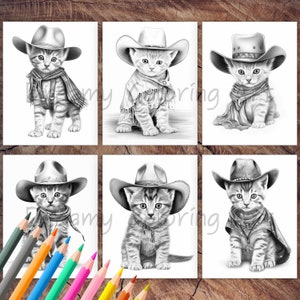130 Kittens Dressed as Cowboys Coloring Pages | Cats Coloring Book ...