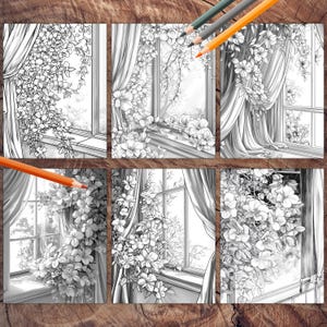 50 Floral Windows Coloring Pages | Beautiful Floral Window Coloring ...