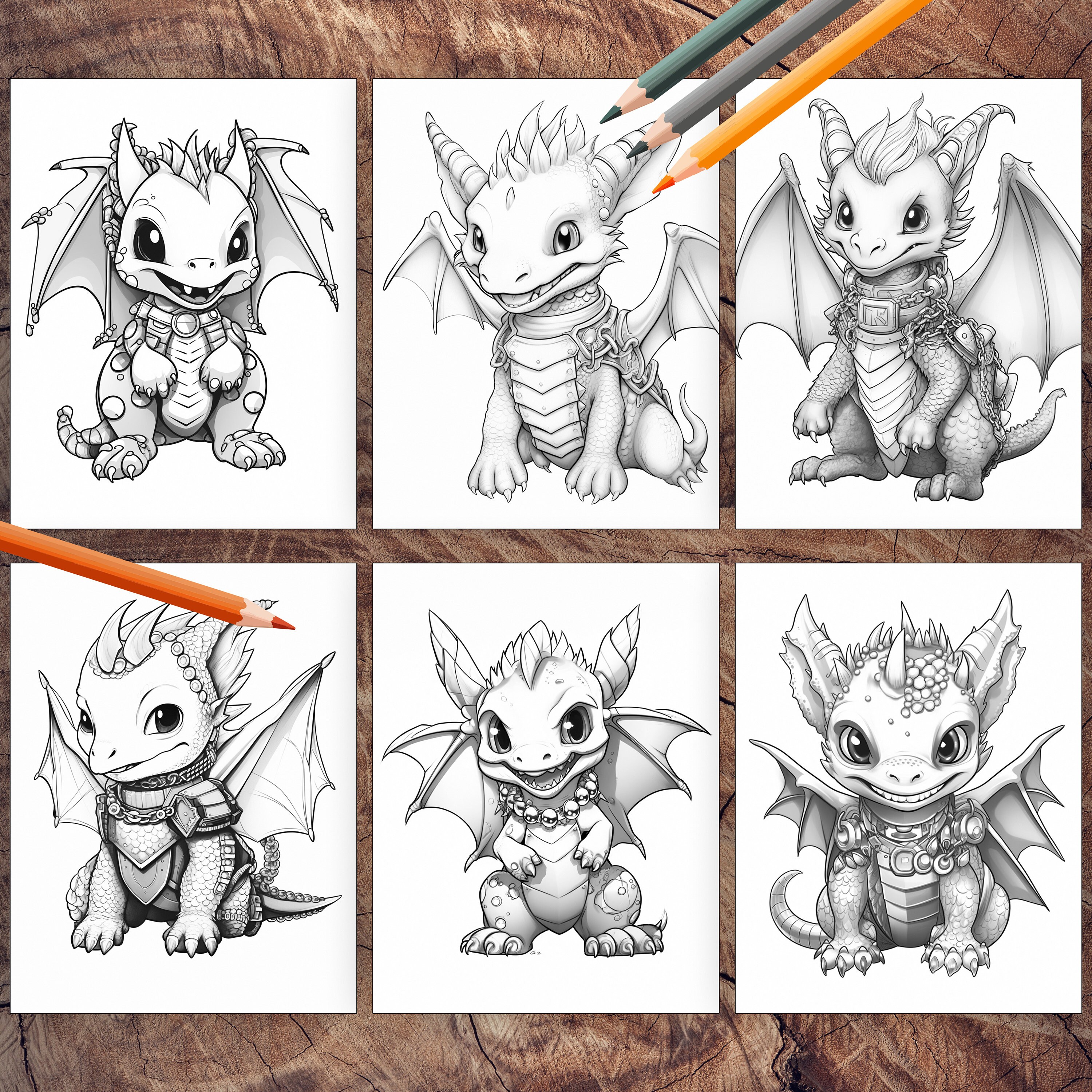 Baby Dragon Coloring Page Book Gemstone Warriors Fantasy - Etsy