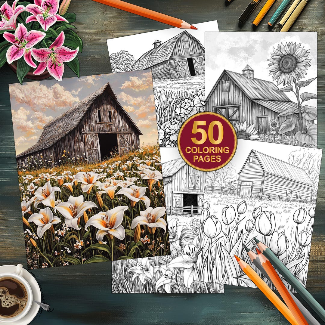 50 Botanical Flowers Coloring Book | Printable Floral Pages for Adults ...