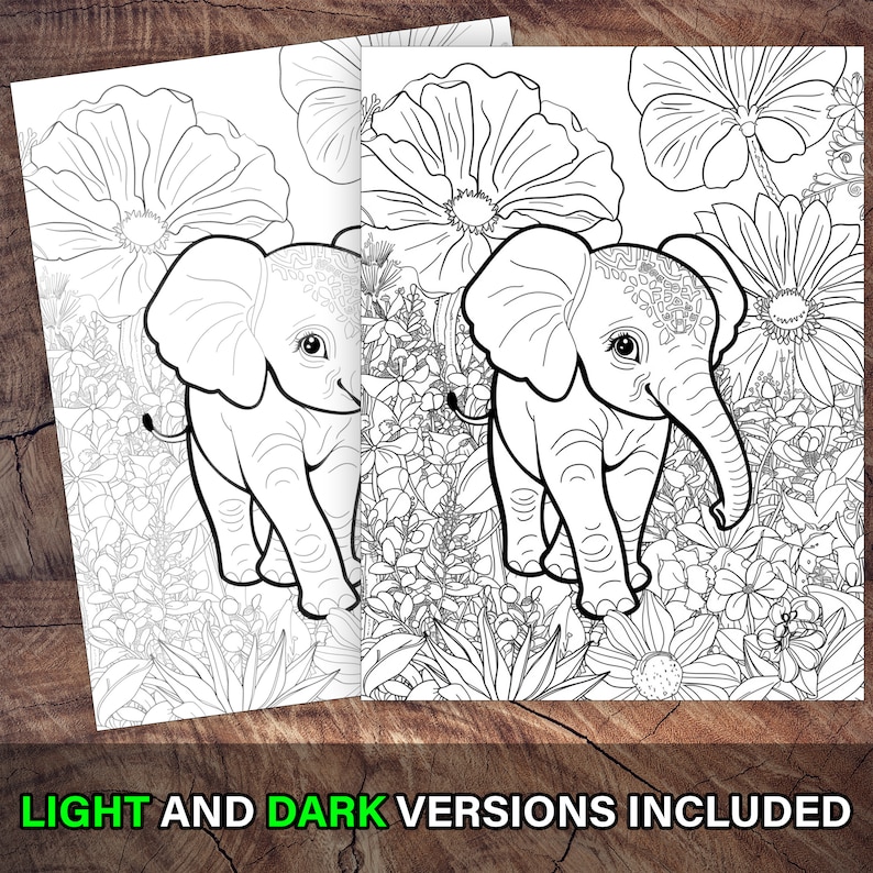 50 Baby Elephant Coloring Pages | Safari Jungle Floral Coloring Book ...