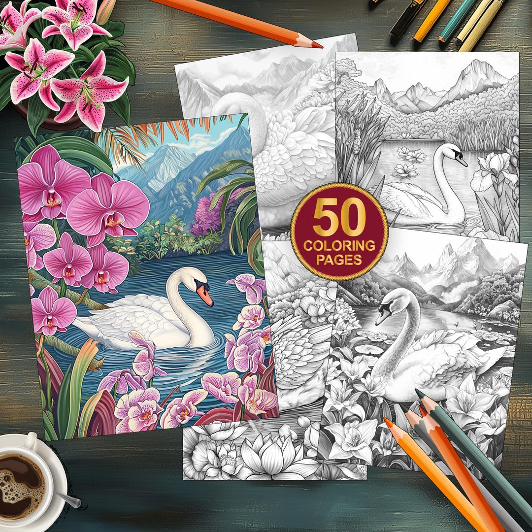 50 Swan Coloring Pages | Birds Coloring Book | Printable for Kids | Fun ...