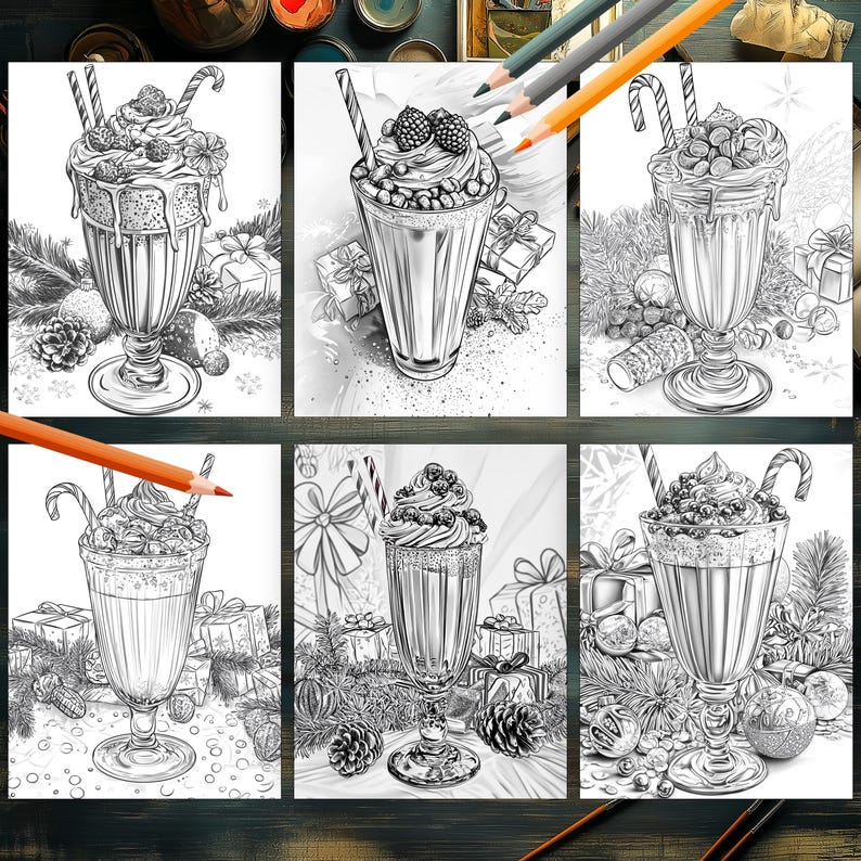 50 Coloring Pages for Holiday Desserts | Sweet Treats Instant Download ...