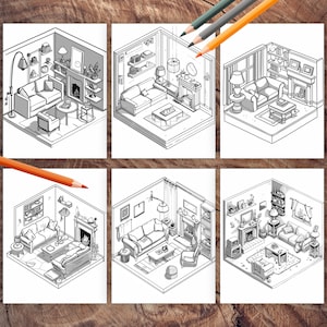 50 Pocket Room Coloring Book | Aesthetic Adult Coloring Page ...