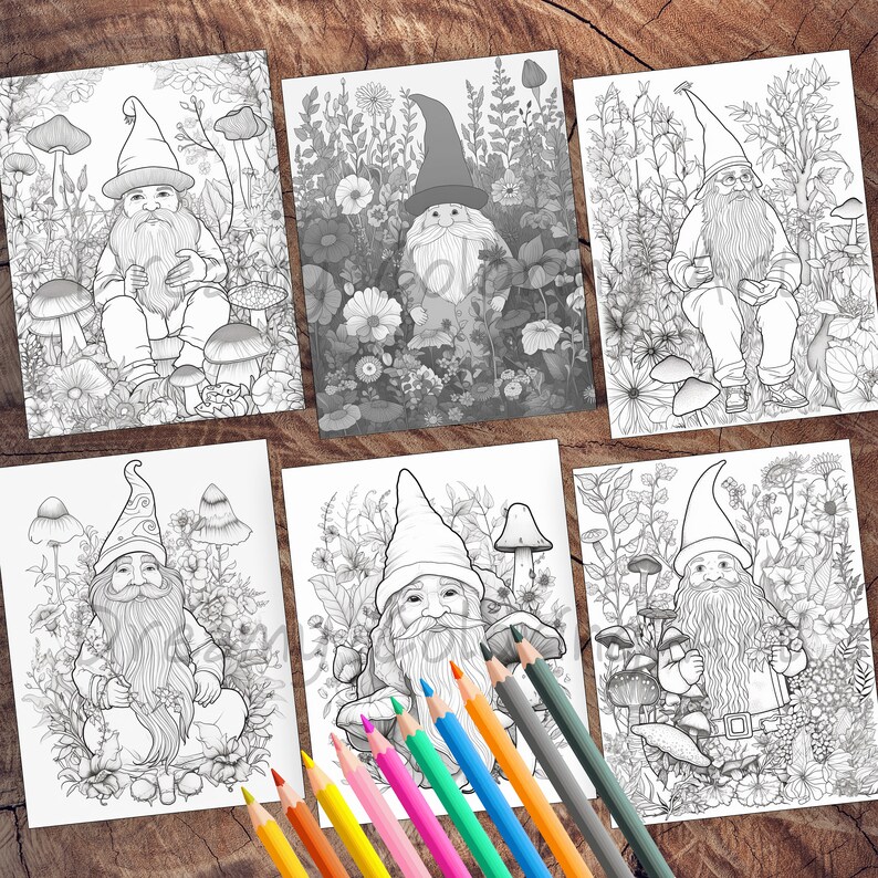 30 Secret Garden Gnomes Coloring Book | Fairy Prints | Nursery Wall Art ...