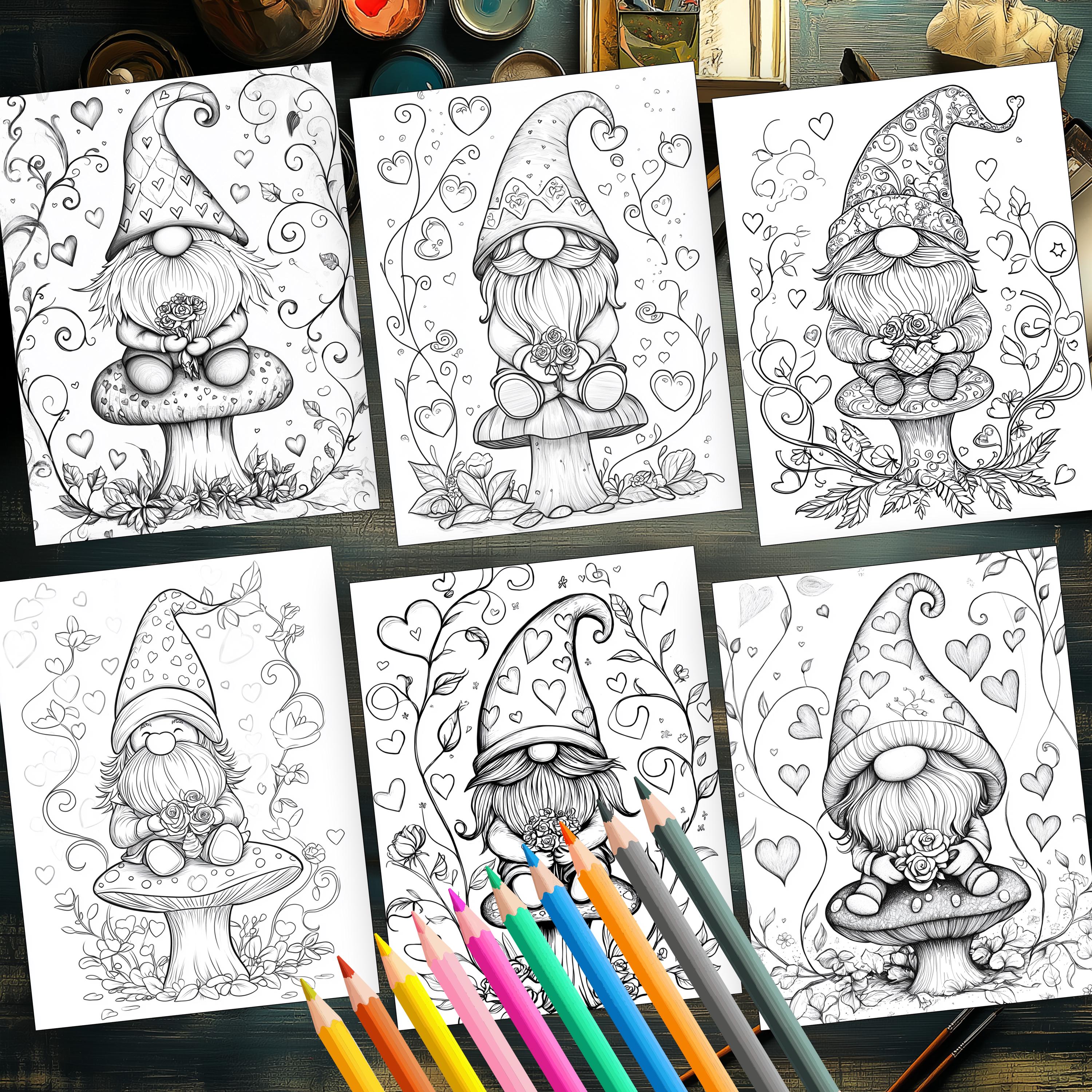 50 Valentine Gnome Coloring Pages | Printable Kids Activity | Fun ...