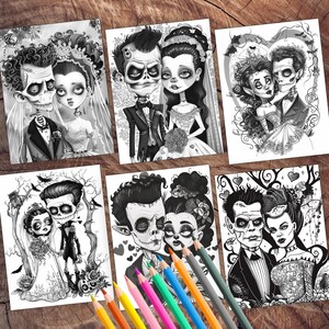 50 Halloween Wedding Coloring Pages Instant Download Fall Coloring Page ...