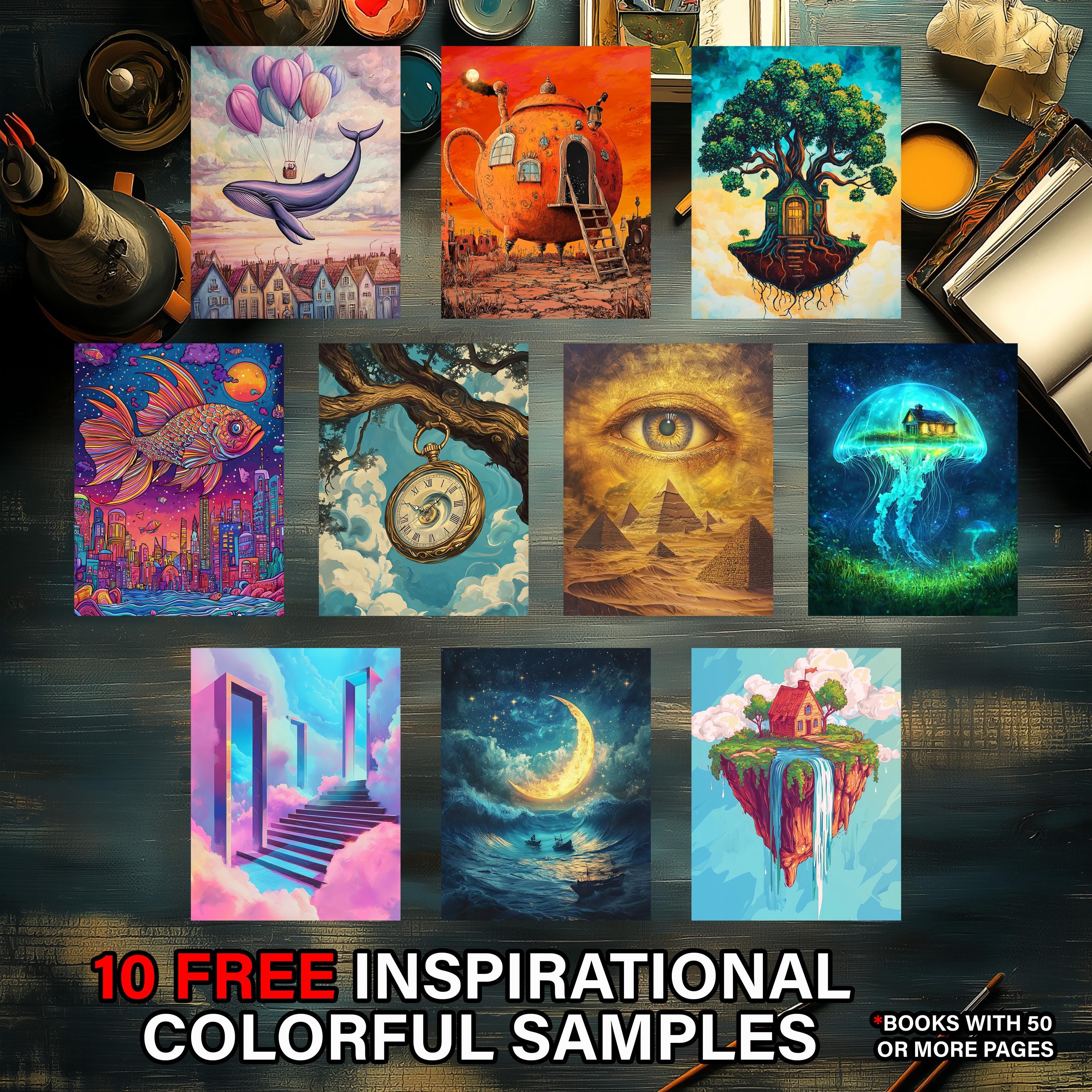 50 Surrealism Coloring Pages - Printable Adult Coloring Book ...
