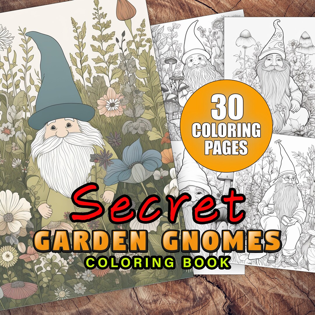 30 Secret Garden Gnomes Coloring Book | Fairy Prints | Nursery Wall Art ...