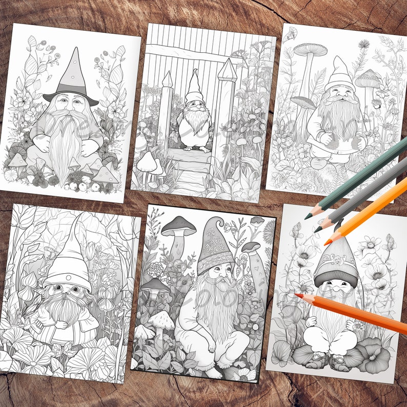 30 Secret Garden Gnomes Coloring Book | Fairy Prints | Nursery Wall Art ...