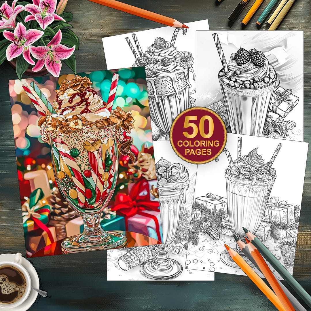 50 Coloring Pages for Holiday Desserts | Sweet Treats Instant Download ...