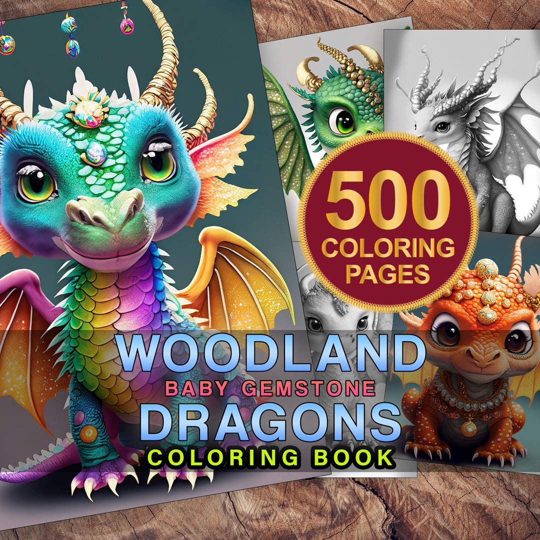 Baby Dragon Coloring Page Book, Fantasy Coloring, Adults + Kids ...