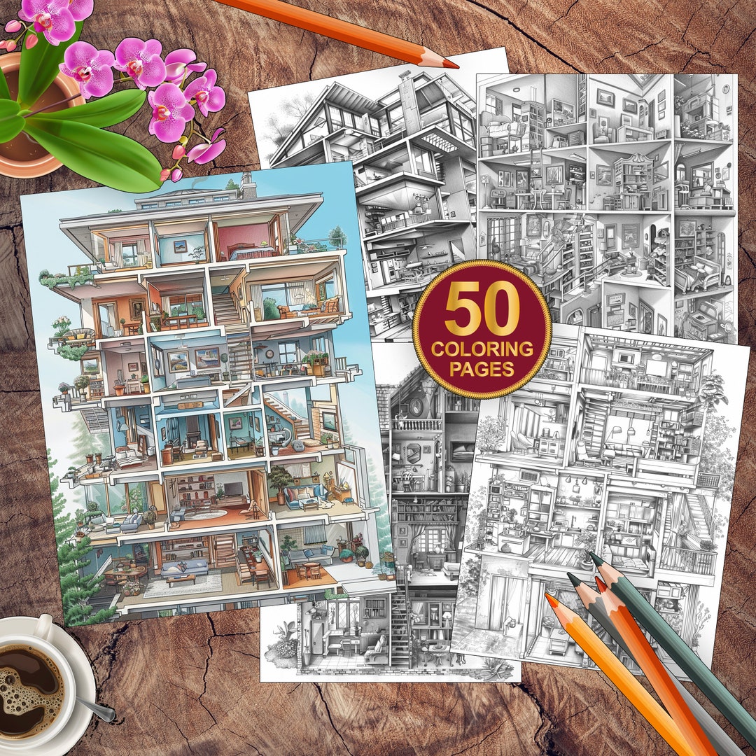50 Apartment Homes Coloring Pages | House Adult Coloring Pages ...