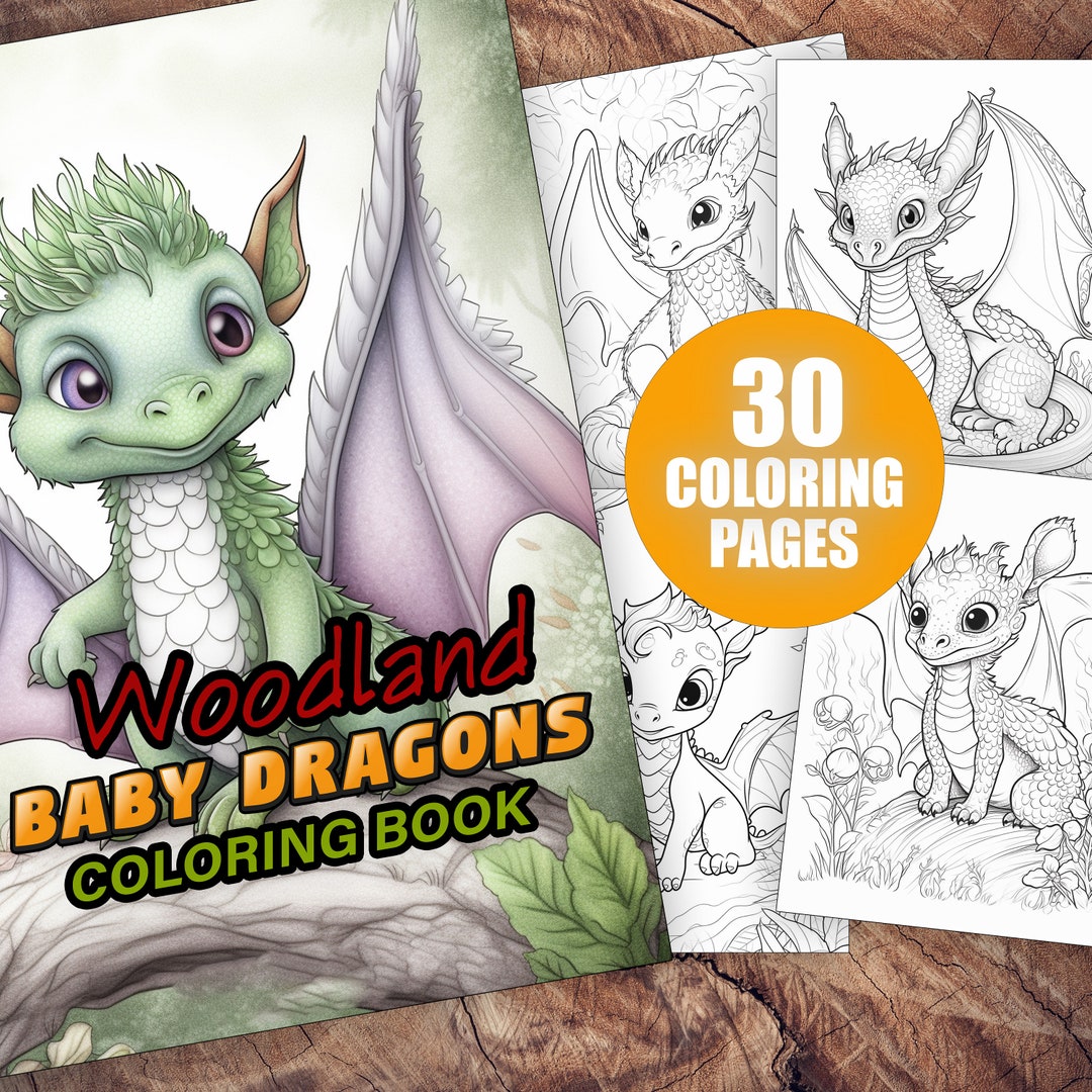 Baby Woodland Dragons Coloring Book - Adorable Dragon Drawings for Kids ...