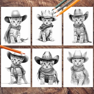 130 Kittens Dressed as Cowboys Coloring Pages | Cats Coloring Book ...