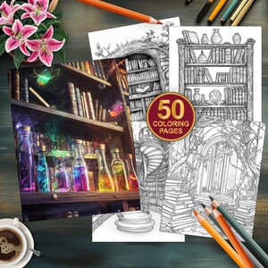 50 Enchanted Library Coloring Pages - Magical Library Coloring Pages ...
