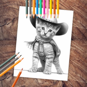 130 Kittens Dressed as Cowboys Coloring Pages | Cats Coloring Book ...