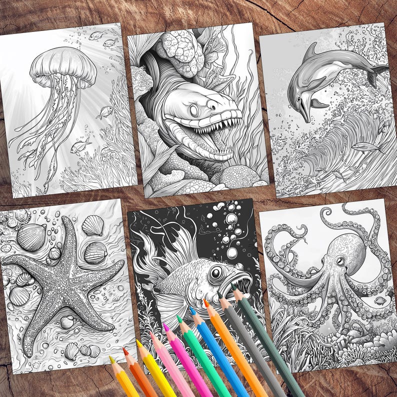 50 Sea Animals Coloring Book | Printable Ocean Creatures | Fun Activity ...