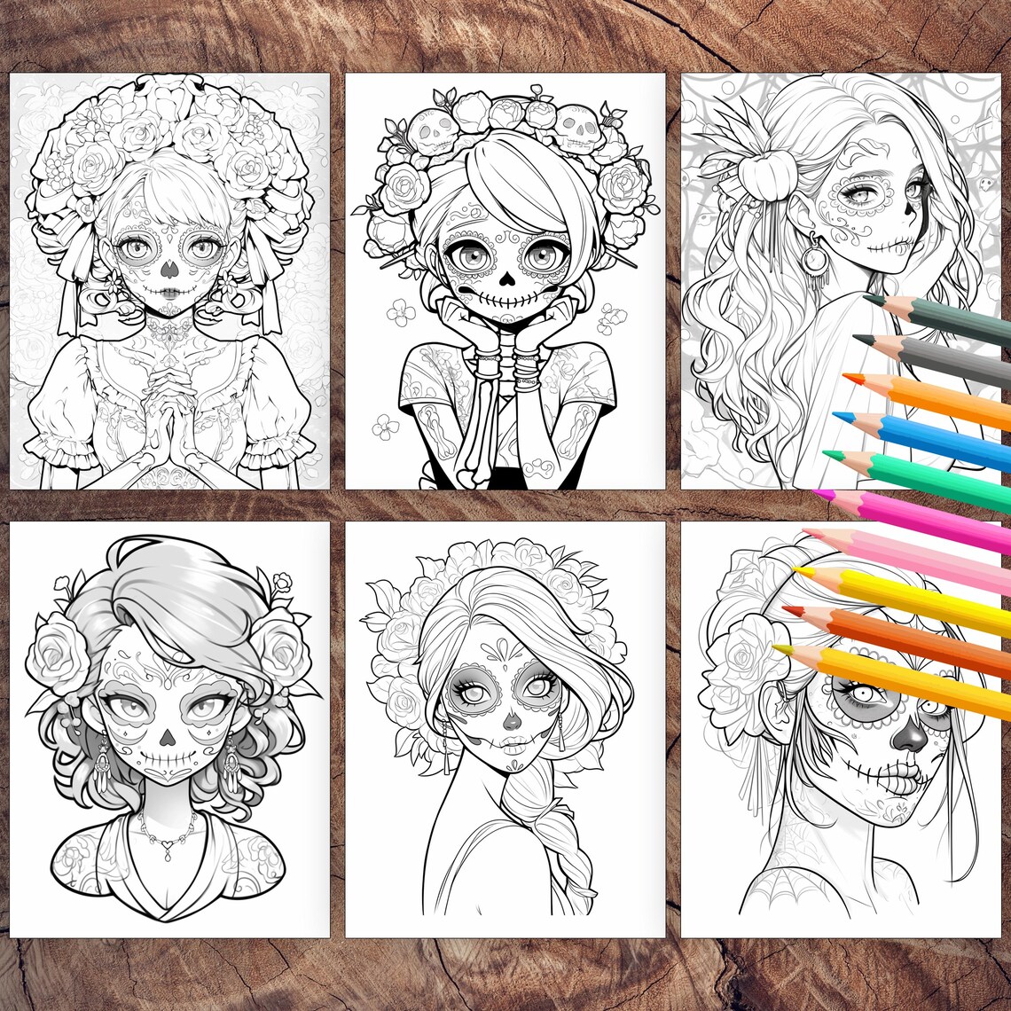 50 Spooky Girl Coloring Book Goth Girl Coloring Sheets Instant Download ...