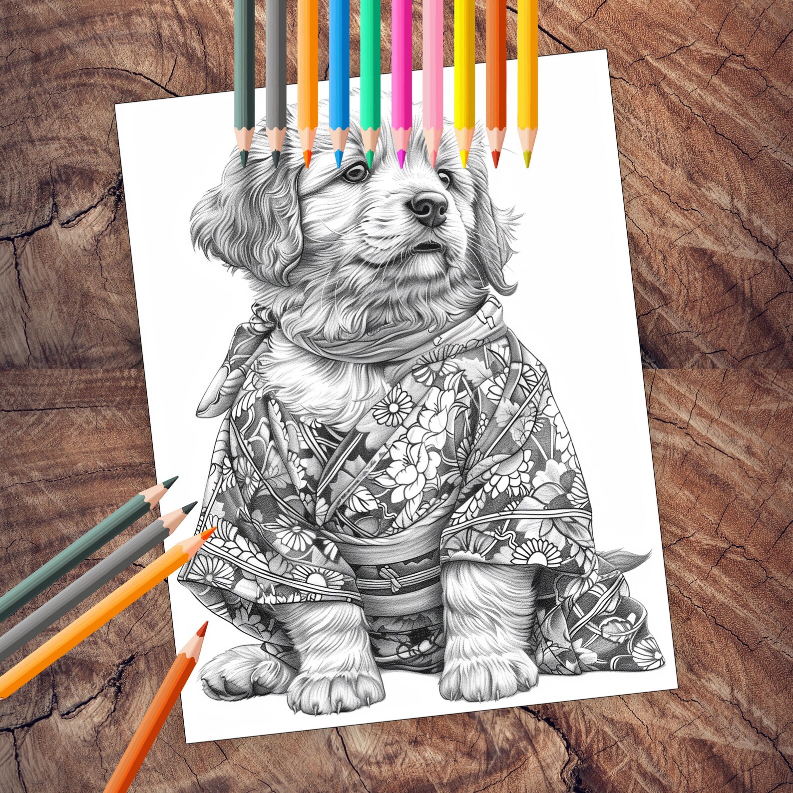 50 Puppies Wearing Japanese Clothing | Dogs Coloring Pages | Adults ...