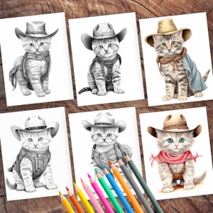 130 Kittens Dressed as Cowboys Coloring Pages | Cats Coloring Book ...