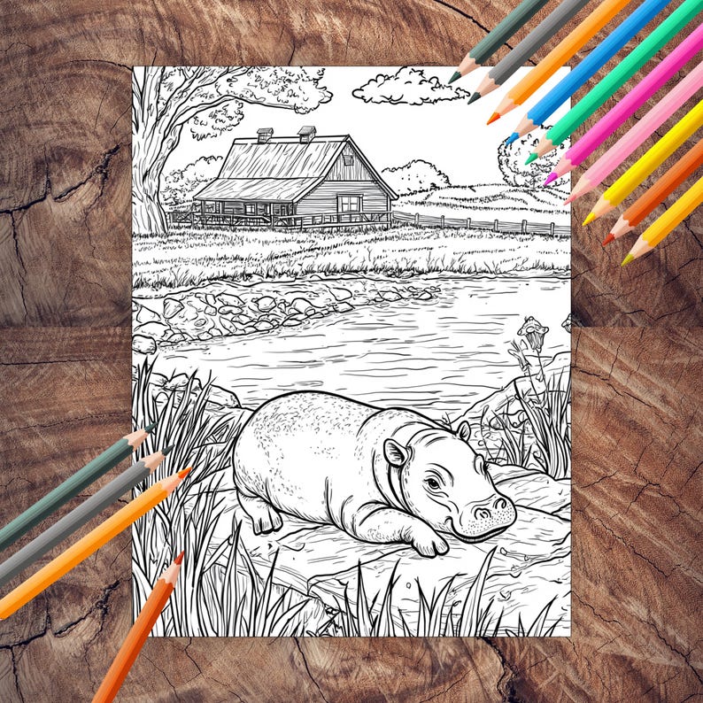 50 Adorable Baby Hippo Coloring Pages | Printable Art for Adults + Kids ...