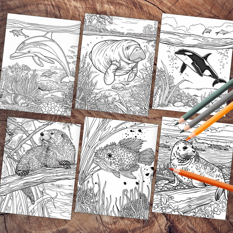 50 Sea Animals Coloring Pages Ocean Animal Coloring Pages Instant ...