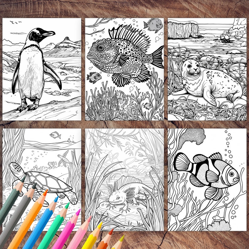 50 Sea Animals Coloring Pages Ocean Animal Coloring Pages Instant ...