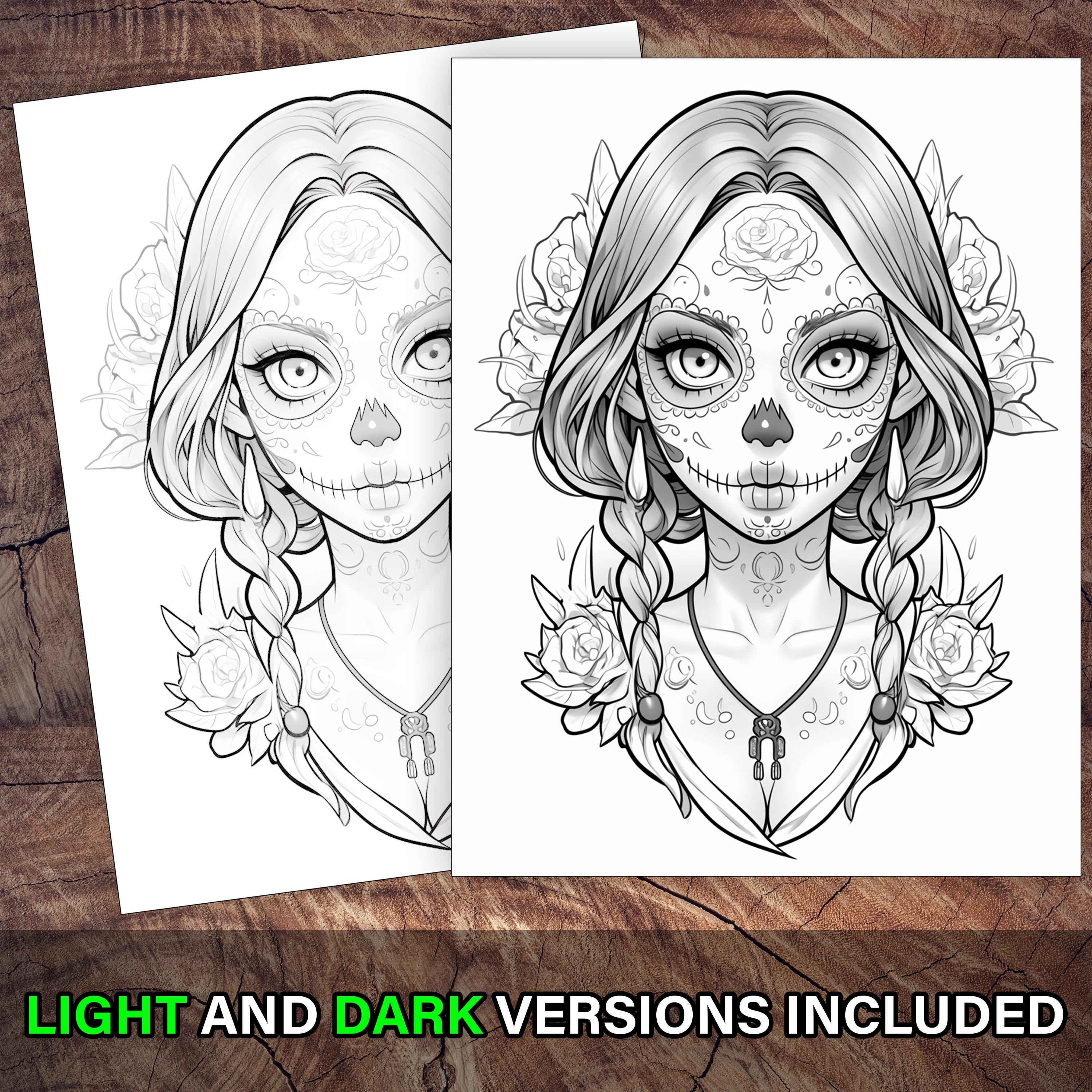 50 Spooky Girl Coloring Book | Goth Girl Coloring Sheets | Instant ...