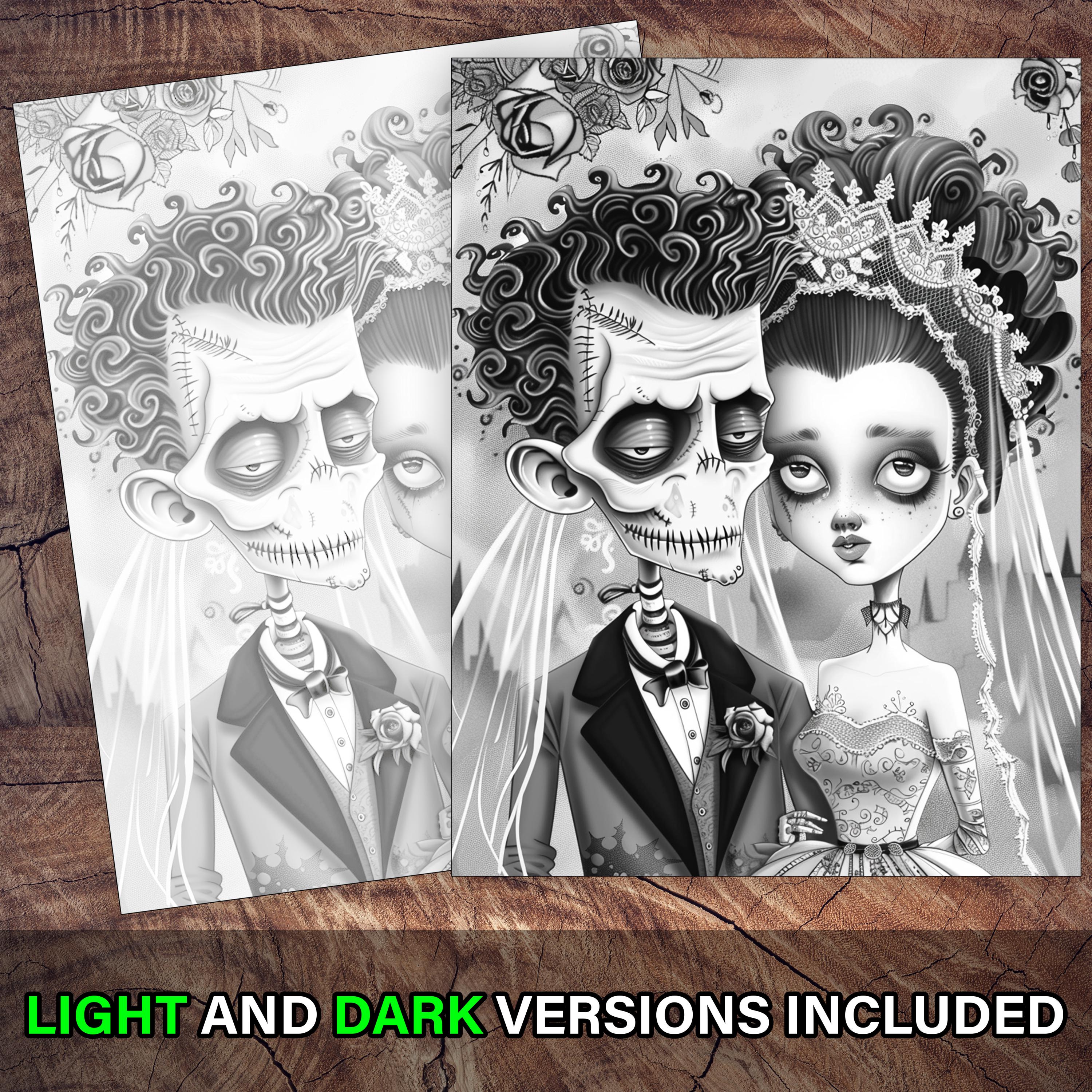 50 Halloween Wedding Coloring Pages Instant Download Fall Coloring Page ...