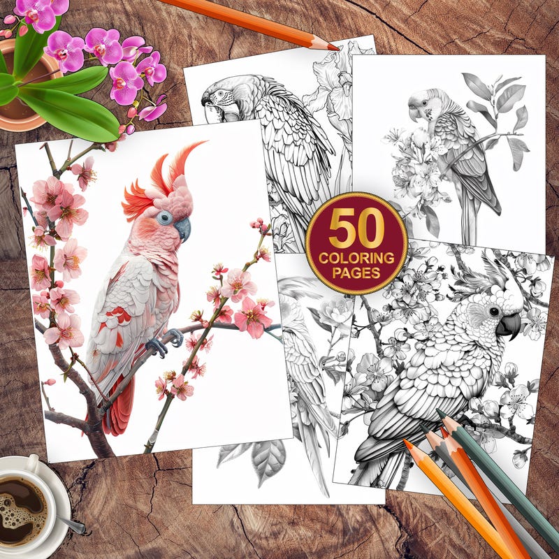 Parrot Coloring Pages - Etsy