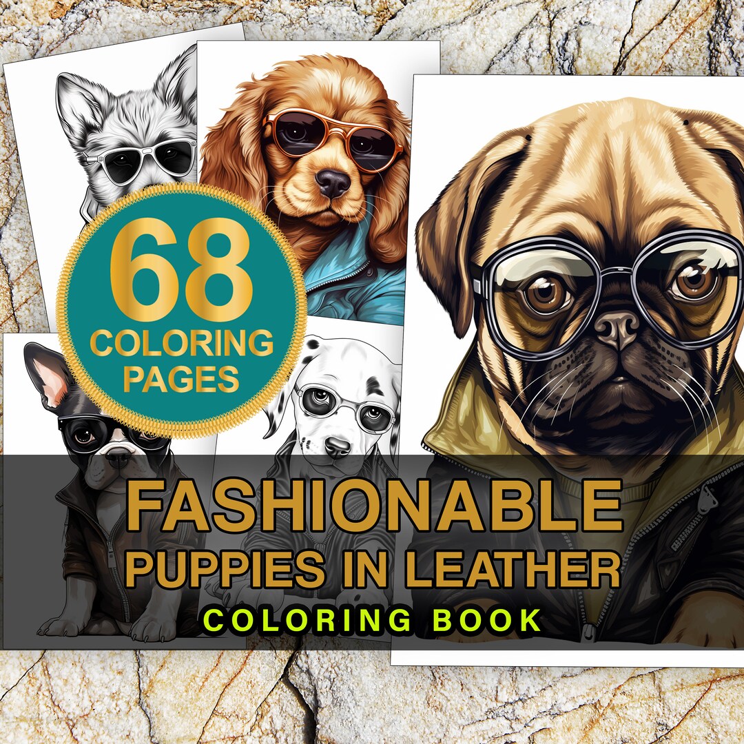 Dogs Coloring Page Book, Adults + Kids, Puppy Dog Lover, Grayscale ...