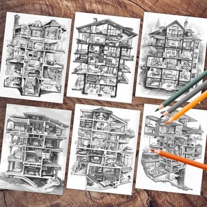 50 Mansion Houses Coloring Pages | Modern Houses Coloring Book ...