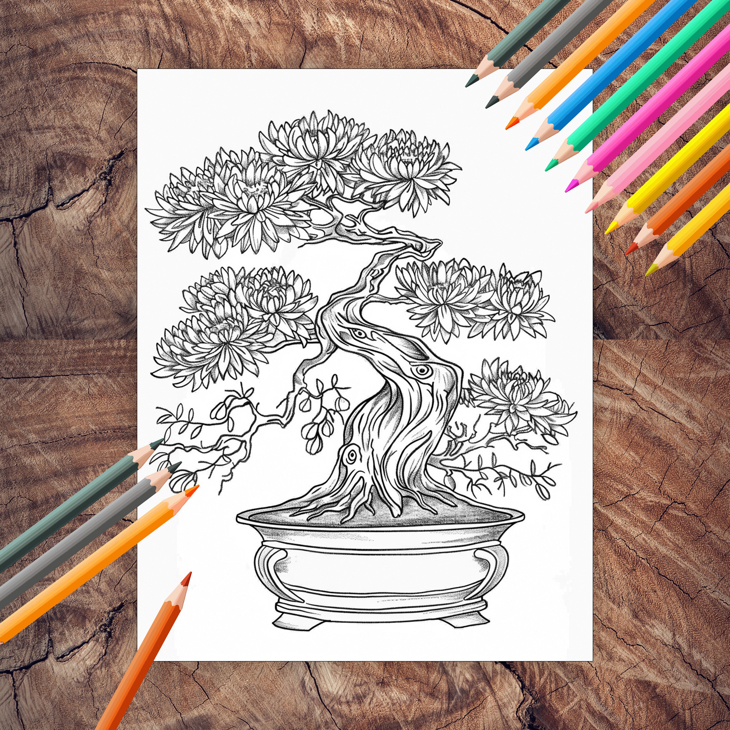 50 Bonsai Trees Coloring Pages | Botanical Coloring | Fantasy Flower ...