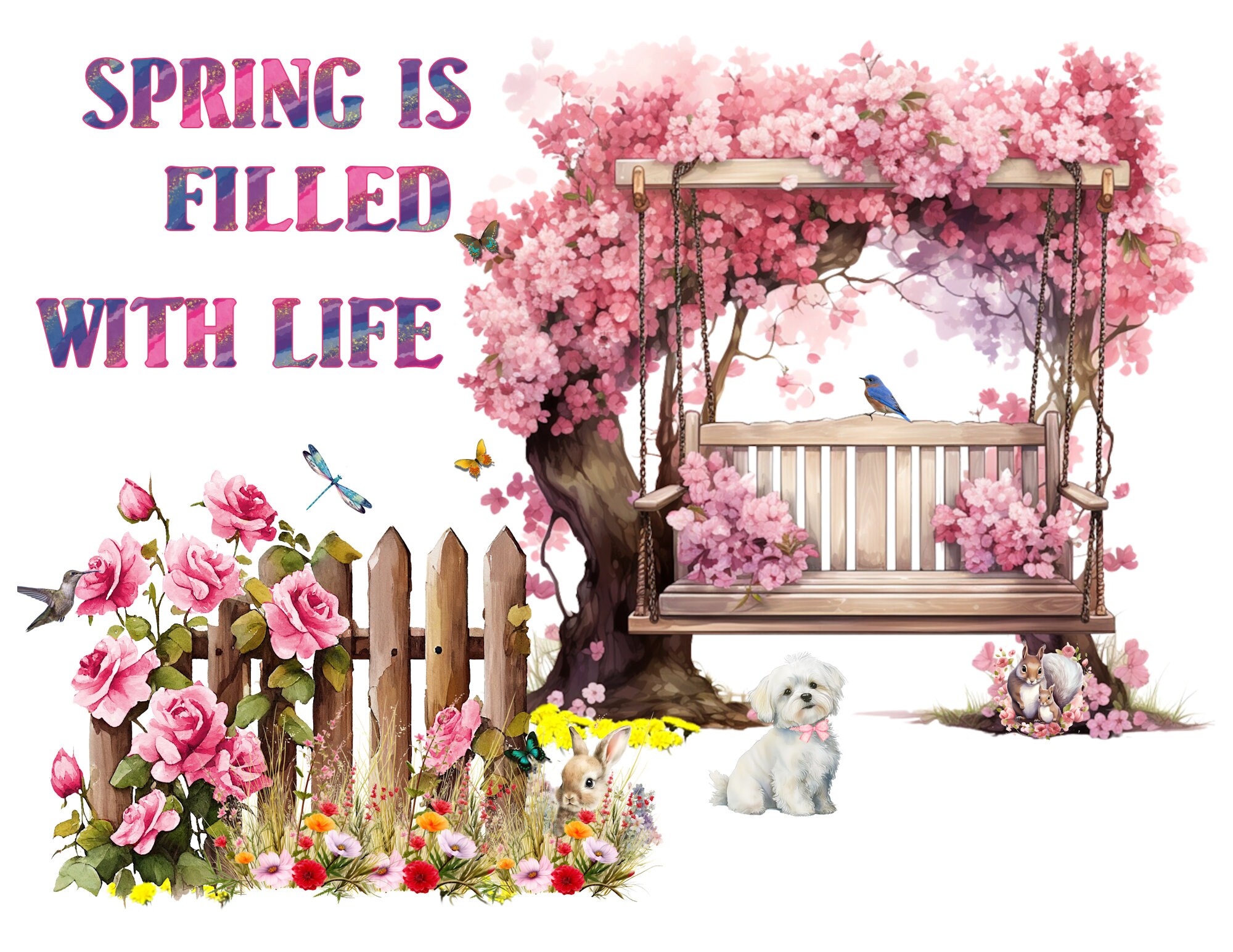 Colorful Digital Spring Images for DIY Projects - Etsy