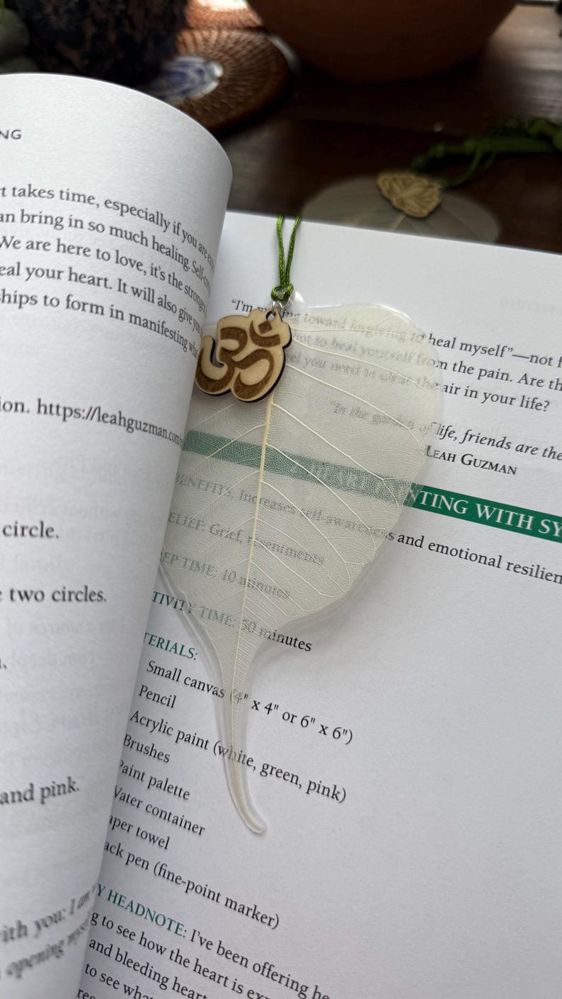Bodhi Leaf Bookmark: Wooden Buddha, Lotus, or Om Charm - Etsy