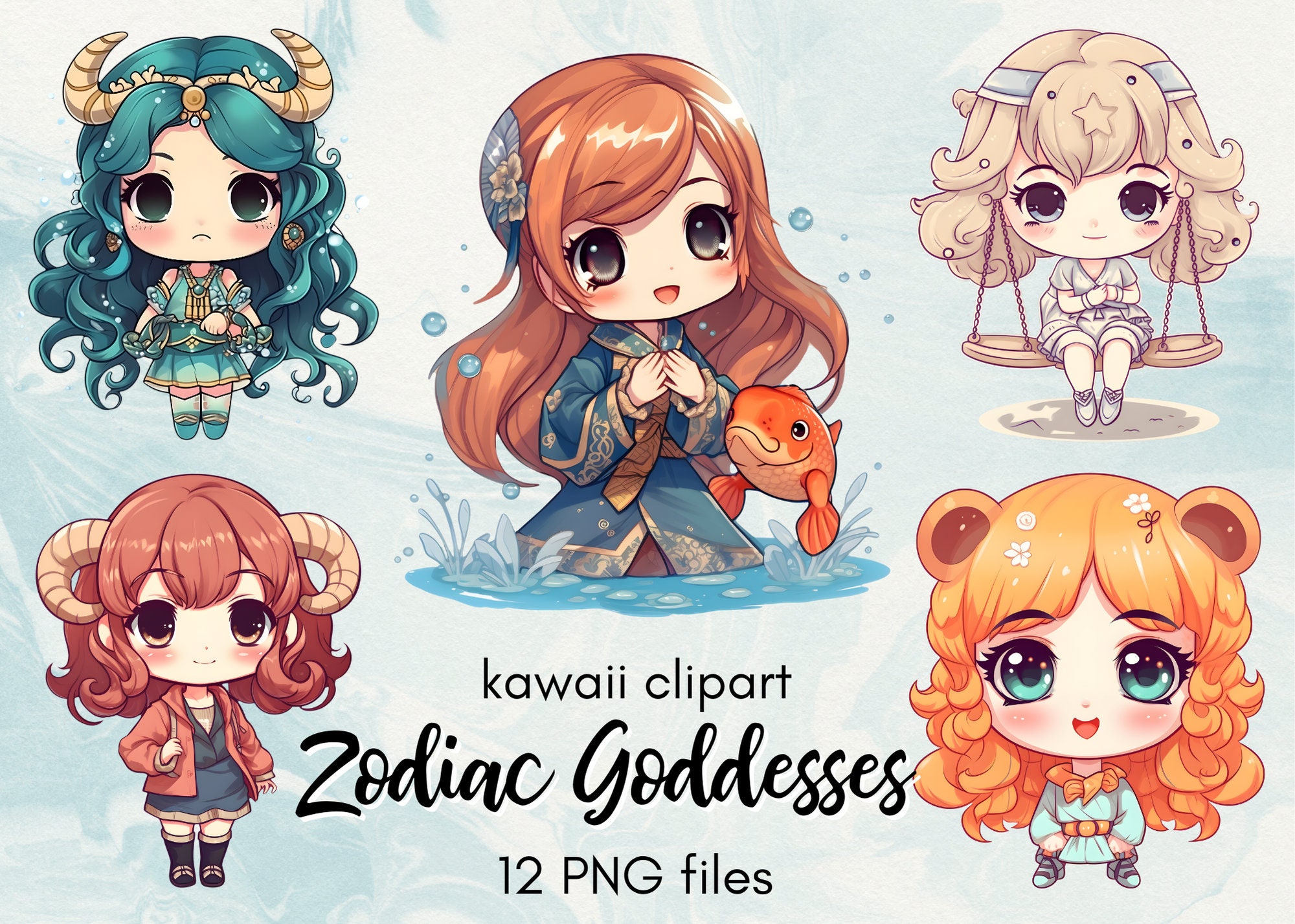 Zodiaco Chibi Anime Embroidery Pattern Zodiac Chibi Girl Taurus